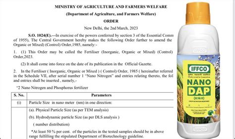 Iffco Nano Dap Gets Notified In Fertilizer Control Order Cheers Spread