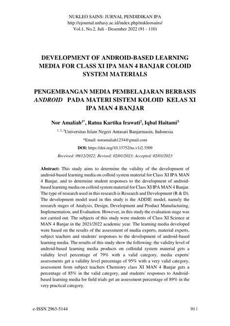 pdf development of android based learning media for class xi ipa man