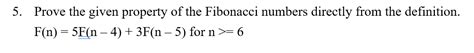 Solved Prove The Given Property Of The Fibonacci Numbers Chegg