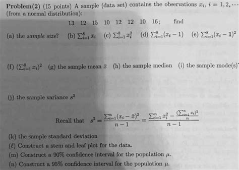 solved problem 2 15 points a sample data set contains