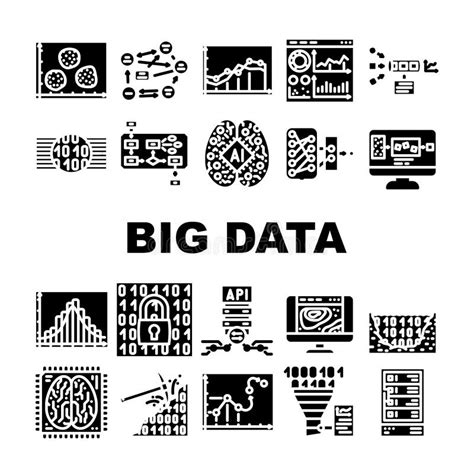 Big Data Analytics Hadoop Icons Set Vector Stock Illustration