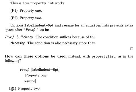 How Use Some Options For An Enumitem List Inside A Proof Environment
