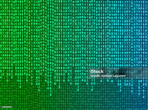 벡터 그라데이션 녹색 및 파란색 바이너리 코드 배경 템플릿 0 및 1 자리 기술 그래픽 배경 숫자에 대한 스톡 벡터 아트 및 기타 이미지 Istock
