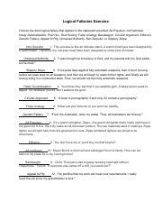 Logical Fallacies Pdf Logical Fallacies Exercise Choose The Best Logical Fallacy That Applies