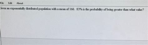 Solved Given An Exponentially Distributed Population With A