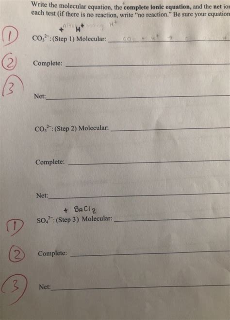 Solved Write The Molecular Equation The Complete Ionic