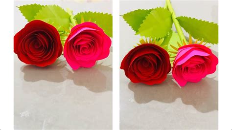 Handmade Paper Rose Easy And Beautiful රෝස මල් Youtube