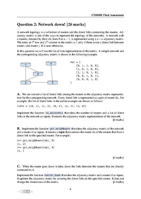 Cs1010s Pyp Q3 Questions Question 2 Network Down 26 Marks A Network Topology Is A