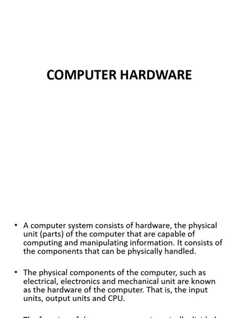 Hardware Pdf Computer Data Storage Input Output