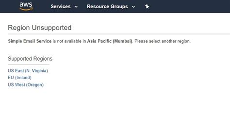 Aws Says Simple Email Service Is Not Available In This Regionhow To Fix This Stack Overflow