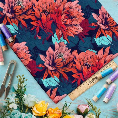 Ткань премиум шифон флоральная фантазия Купить шифон с принтом с бесплатной доставкой по РФ