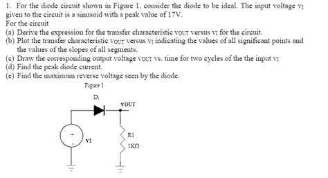 Solved 1 For The Diode Circuit Shown In Figure 1 Consider Chegg Com
