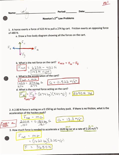 Newton S Laws Review Worksheet Answers