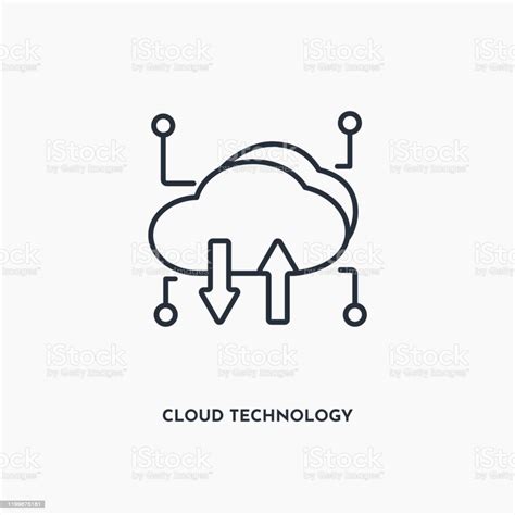 클라우드 기술 개요 아이콘입니다 간단한 선형 요소 그림입니다 흰색 배경에 격리 된 라인 클라우드 기술 아이콘입니다 얇은 스트로크 기호는 웹 모바일 및 Ui에 사용할 수