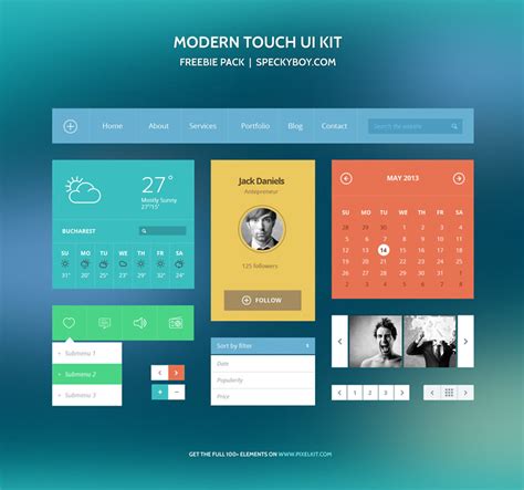 free download modern touch ui kit idevie