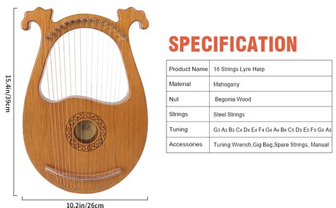 Aklot 16 String Lyre Harp Deer Smile Lyras Harps Mahogany Body And Copper Saddle