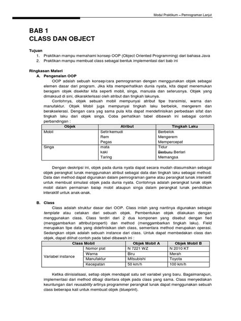 Modul 1 Bab 1 Class Dan Object Pdf