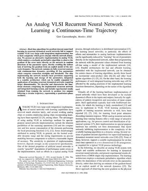 Pdf An Analog Vlsi Recurrent Neural Network Learning A Continuous Time Trajectory