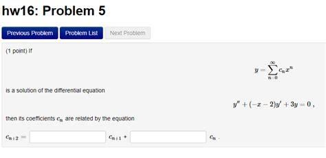 Solved Hw16 Problem 5 Previous Problem Problem List Next Chegg Com