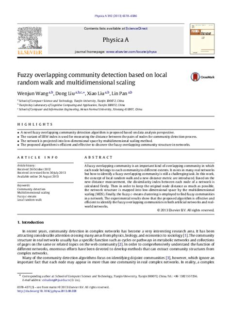 Pdf Fuzzy Overlapping Community Detection Based On Local Random Walk And Multidimensional Scaling