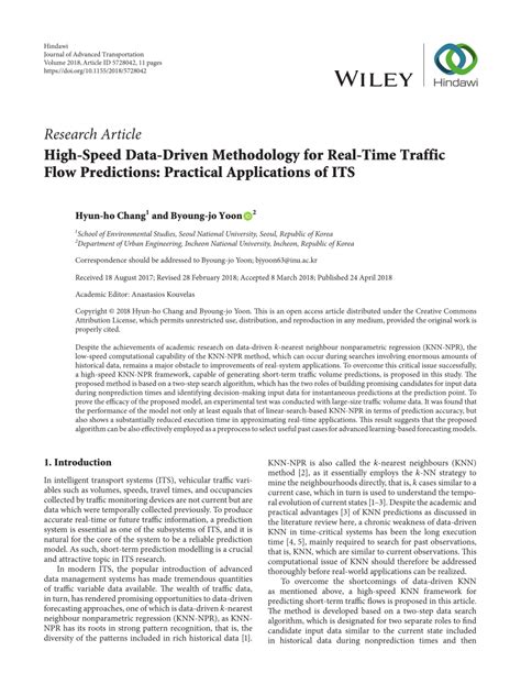 Pdf High Speed Data Driven Methodology For Real Time Traffic Flow Predictions Practical