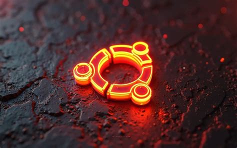 Download Ubuntu Neon Orange Logo 4k Ubuntu 3d Logo Orange Neon Light
