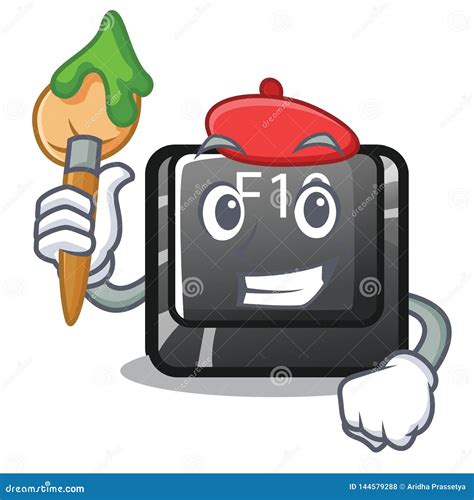 Artist F11 Button Installed On Mascot Keyboard Stock Vector Illustration Of Cute Creator