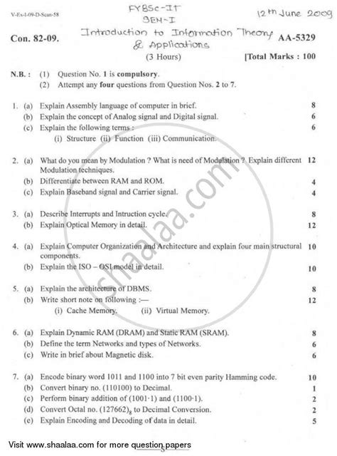 Introduction To Information Theory And Applications 2008 2009 Bsc It