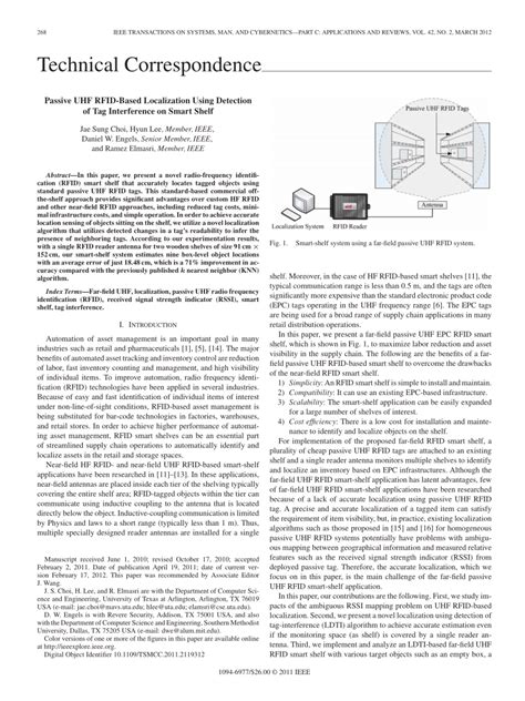 Pdf Passive Uhf Rfid Based Localization Using Detection Of Tag Interference On Smart Shelf