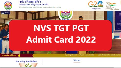 Nvs Admit Card 2022 Tgt Pgt Hall Ticket Download Link