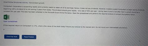 Solved Excel Online Structured Activity Nonconstant Growth Chegg