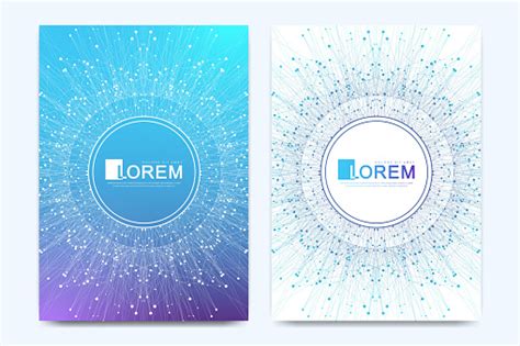 안내 책자 전단지 전단지 커버 배너 카탈로그 잡지 또는 연간 보고서 A4 크기에 대 한 최신 벡터 템플릿 미래의 과학 및 기술 디자인입니다 만다라와 프레젠테이션입니다 라인