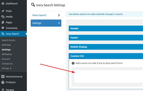 Use Custom Css Code Ivory Search