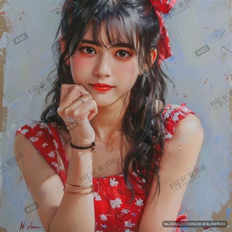 Ai创作图写实人物绘画 油画少女 美少女重绘 板绘人像 厚涂少女 厚涂头像 草莓兔拍纸本 日系美少女 板绘少女 日系美女插画 Cg绘画作品 插画人像 写真少女插画 转手绘 草莓少女nipic