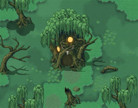 new swamp tileset progress showing a swamp house r rpgmaker