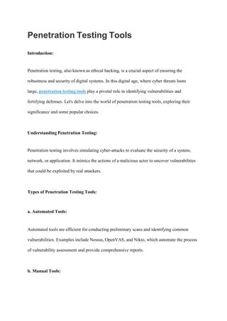 Top Penetration Testing Tools Pen Test Tools Pptx
