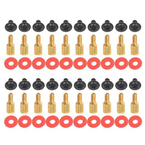 Golden Motherboard Riserphillips Flat Head Screws Computer Red Washers