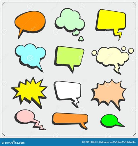 Cartoon Colorful Speech Bubbles Empty Dialog Boxes For Text Stock