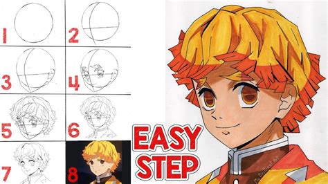 8 Easy Steps To Draw Zenitsu Demon Slayer Anime Drawing Tutorial For