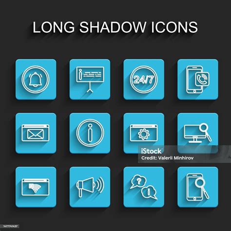 회선 설정 인터넷 연결 없음 확성기 버튼 채팅 알림 질문 및 느낌표 모바일 진단 정보 컴퓨터 모니터 및 설정 아이콘 벡터 Brand Name Online Messaging