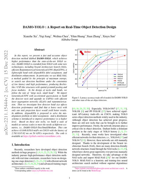 Damo Yolo A Report On Real Time Object Detection Design Pdf