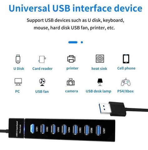 Usb 3 0 Hub 7 Ports Superspeed 5gbps With Led Indicator Number One