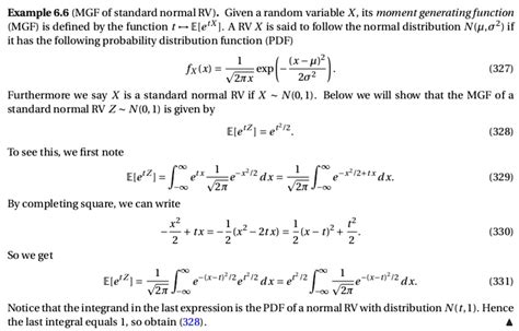 Example 66 Mgf Of Standard Normal Rv Given A Random Variable X Its Moment Generating Function
