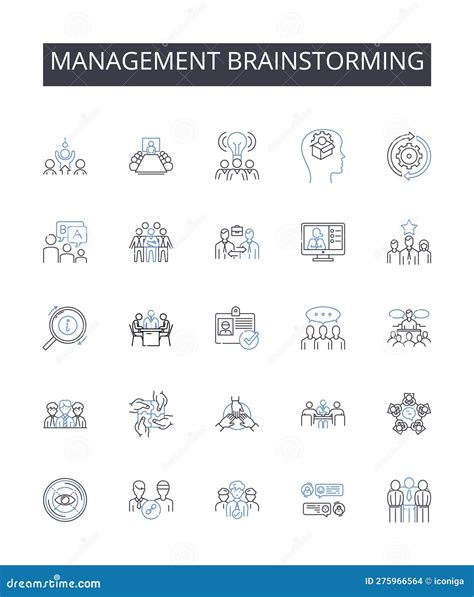 Management Brainstorming Line Icons Collection Leadership Innovation