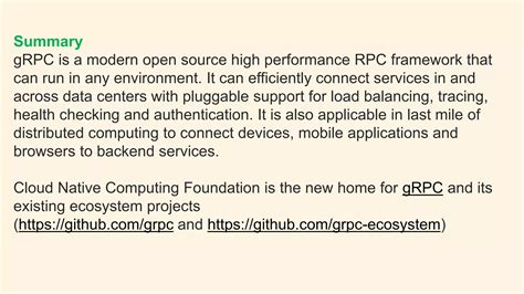 what is grpc introduction grpc explained ppt