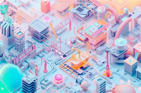 Urban Development Construction Blueprint Architecture High Rise Building Futuristic Technology