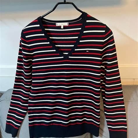 타미힐피거 브이넥 스트라이프 니트 M사이즈 세컨웨어헬로마켓