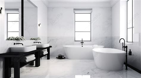 시각화된 고급스러운 욕실 흰색 대리석 벽과 배경 설정의 검정색 탭을 사용한 놀라운 3d 렌더링 설정 배경 대리 배경 놀라 배경 이미지 Hd 설정 대리 놀라 배경