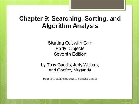 Chapter 9 Searching Sorting And Algorithm Analysis Starting
