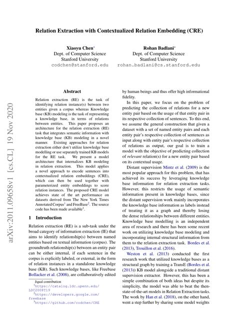 Pdf Relation Extraction With Contextualized Relation Embedding Cre